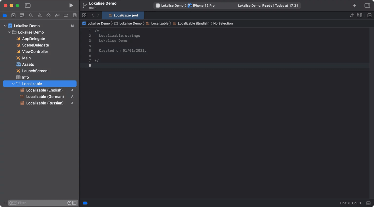 Localizing iOS apps with string examples
